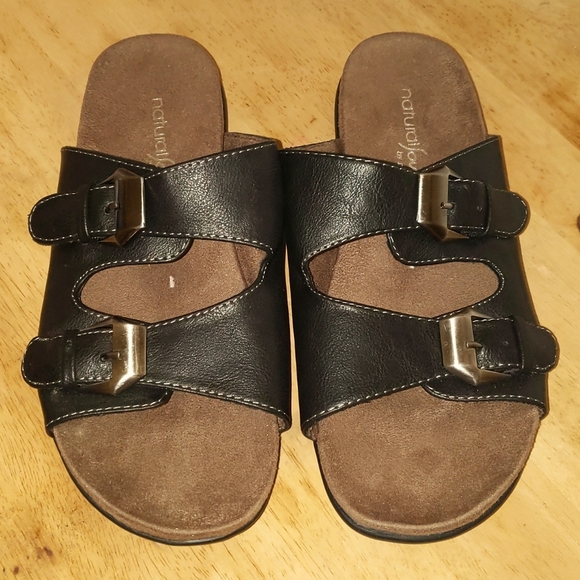 Natural Soul | Shoes | Natural Soul Slip On Sandals Black Straps ...
